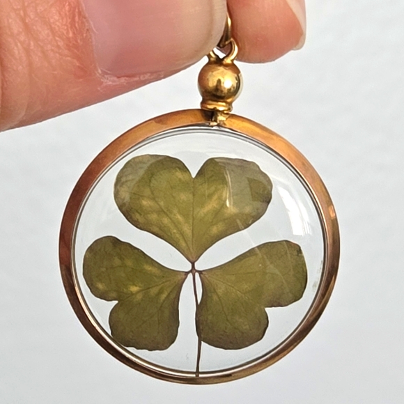 Jewelry | Glass Locket With Pressed Clover | Poshmark